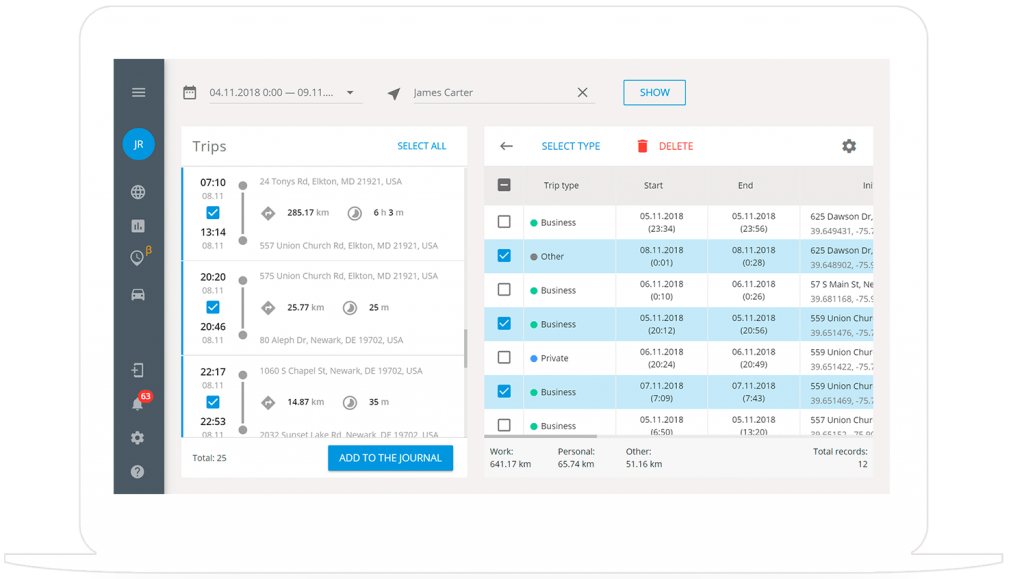 Driver Journal — Navixy