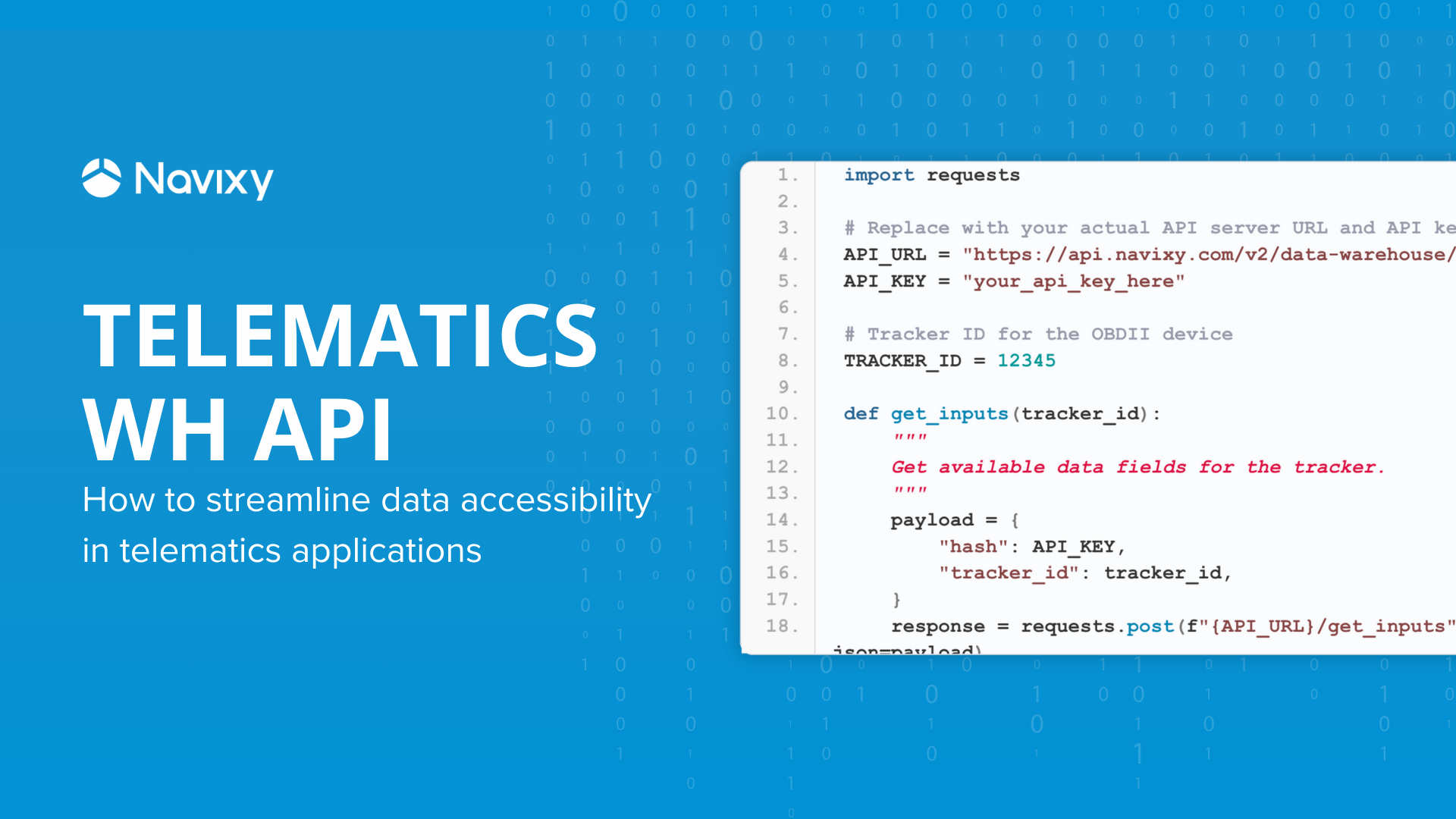 Access raw telematics data via API — Navixy