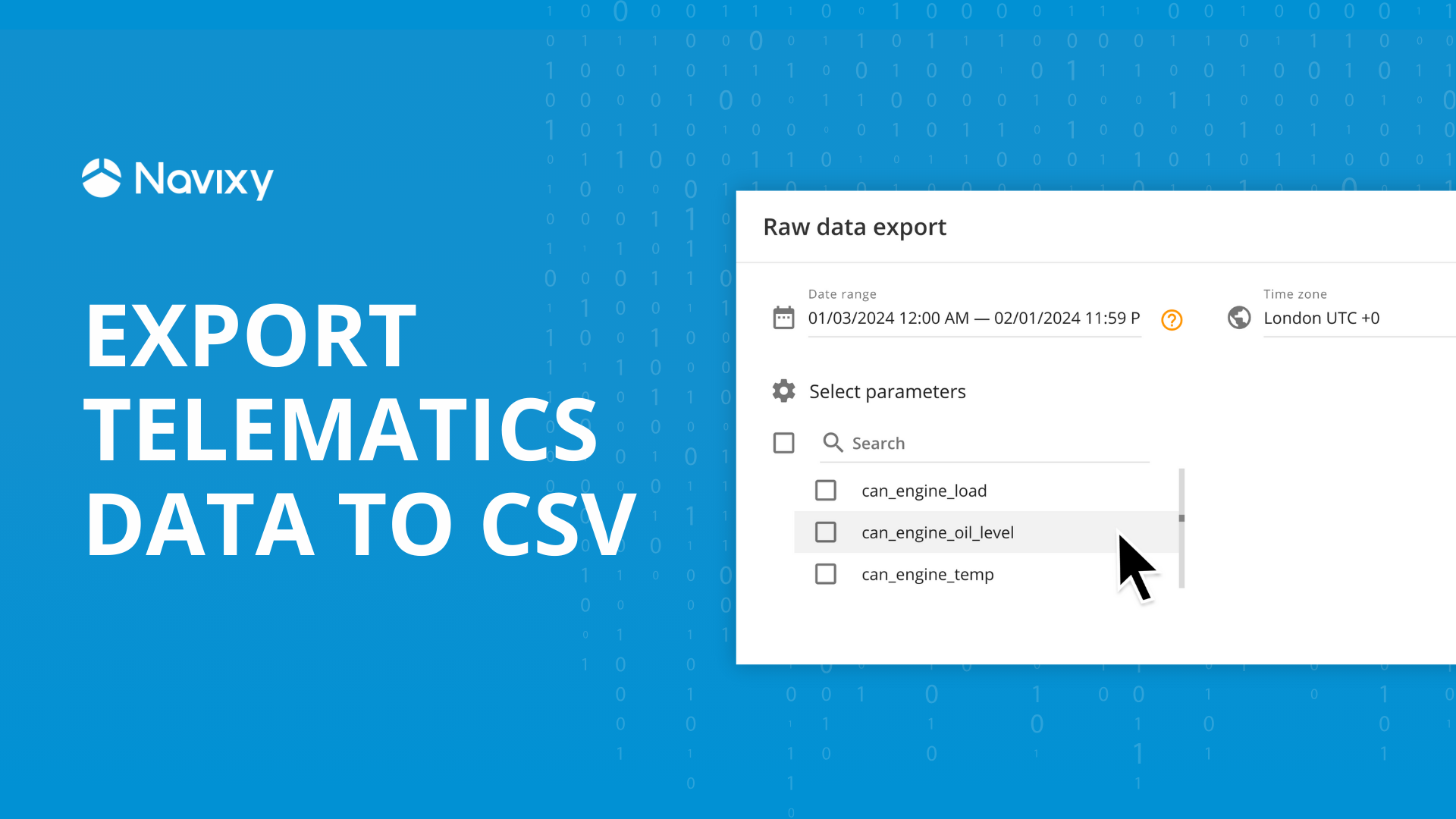 Exporting raw telematics data to a CSV file — Navixy